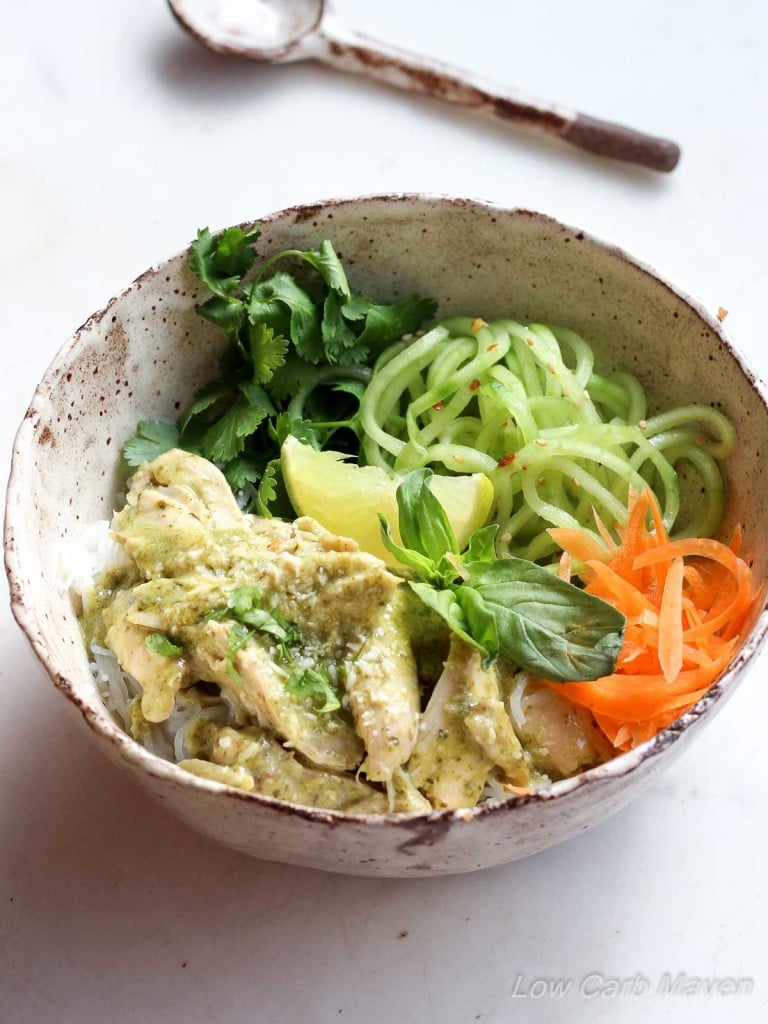 Coconut Basil Chicken Shirataki Noodle Bowl - Low Carb Maven